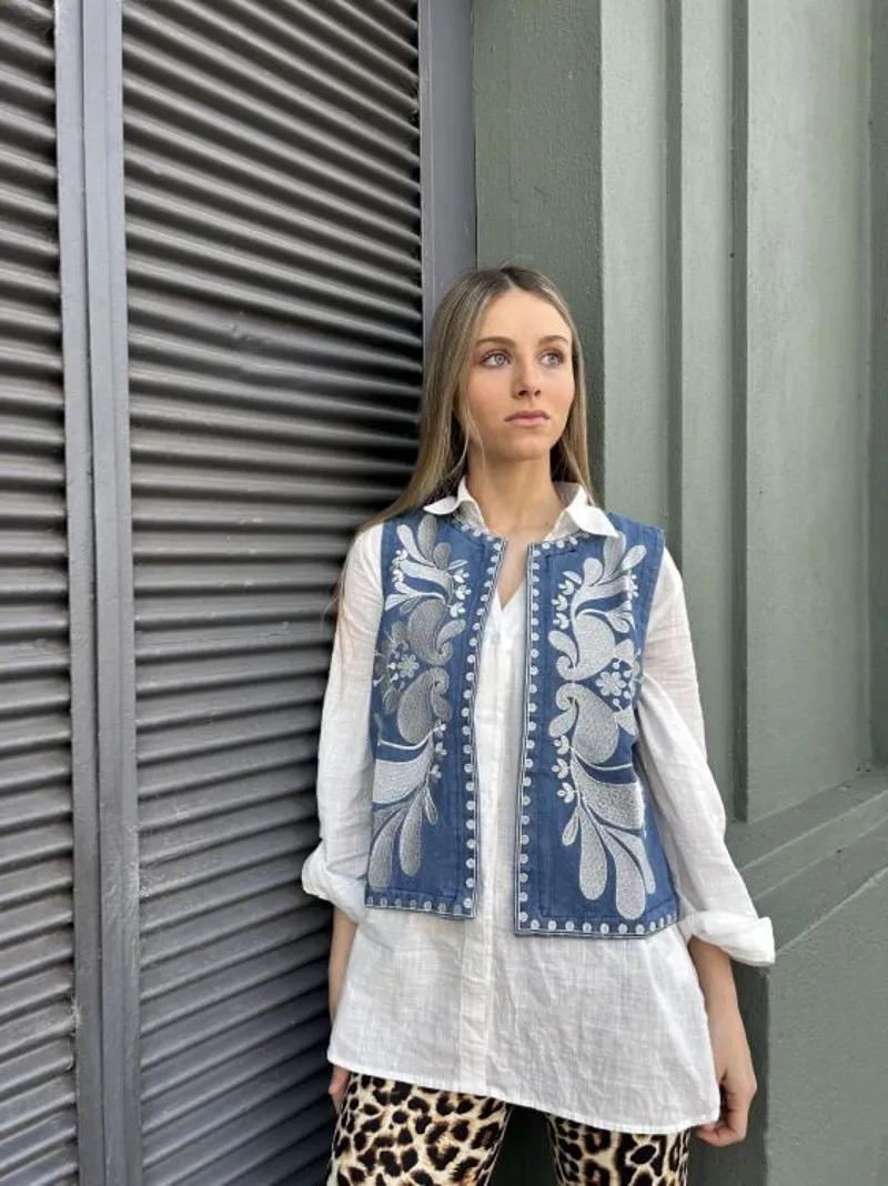 Chaleco de Jean Bordado en Kleiting | Trendo